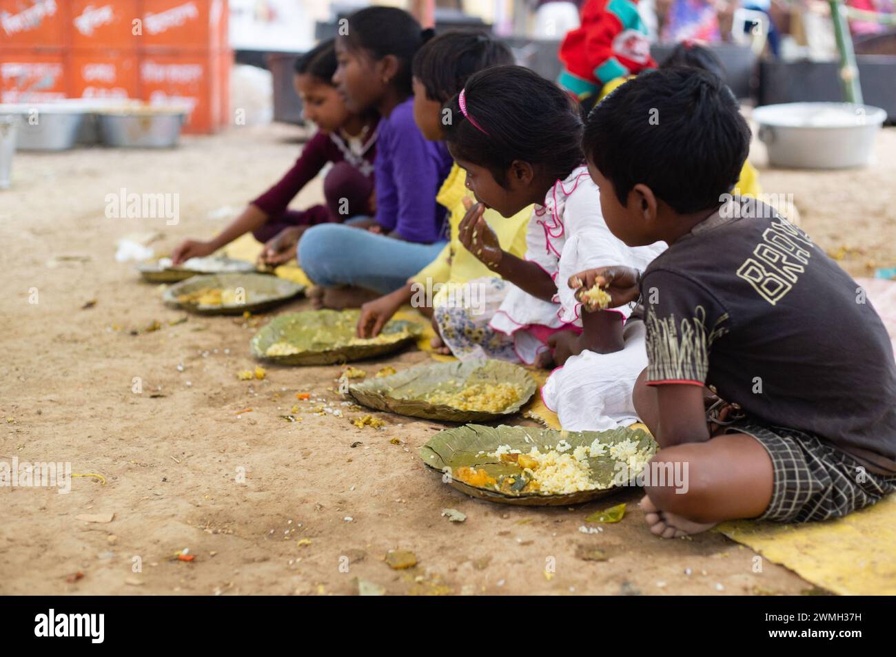 Birbhum, West Bengal, India - February 26th 2024: A number of Indian ...