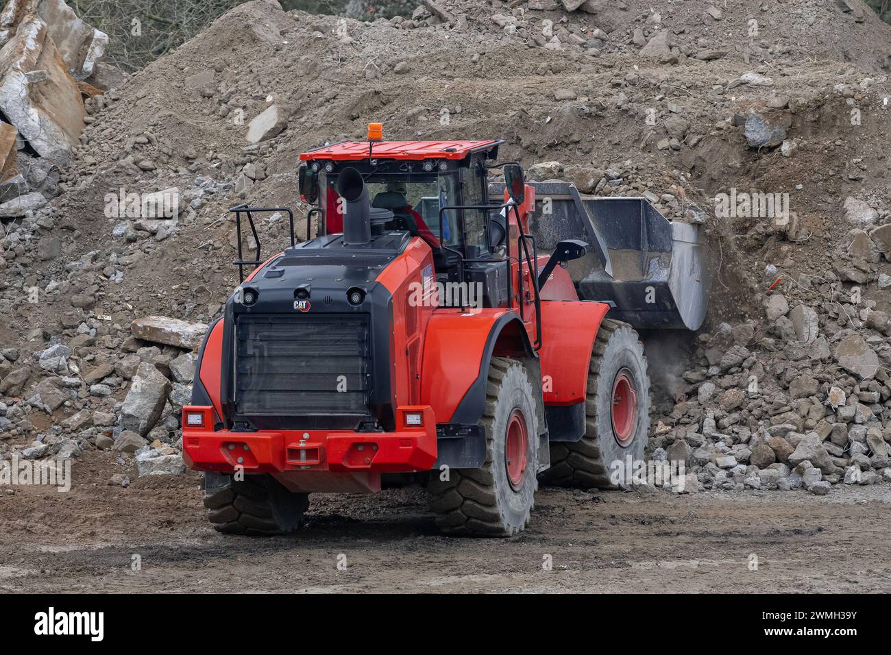 Nancy, France - Red wheel loader CAT 966 for earthwork on a ...