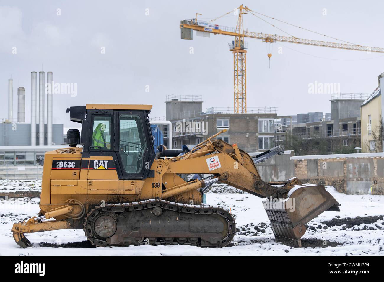 Nancy, France - Yellow crawler loader CAT 963C for earthworks on a ...