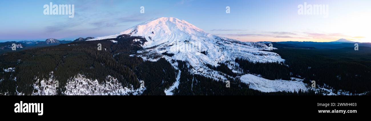 Dawn illuminates Mount St. Helens, a scenic and active stratovolcano ...