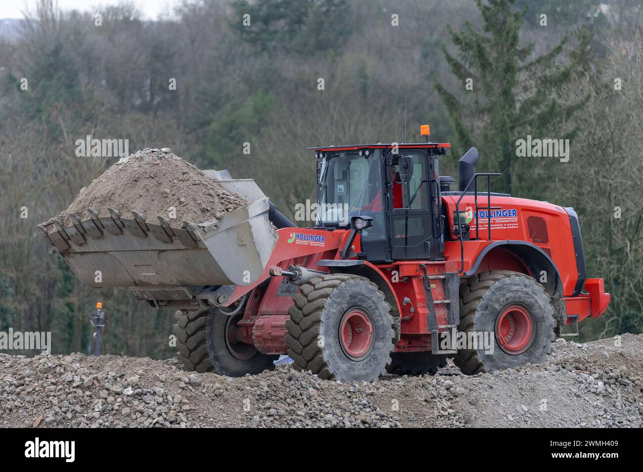 Nancy, France - Red wheel loader CAT 966 for earthwork on a ...