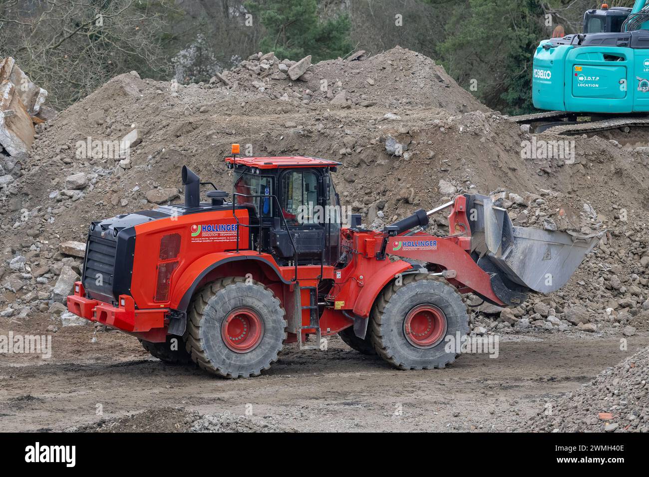 Nancy, France - Red wheel loader CAT 966 for earthwork on a ...