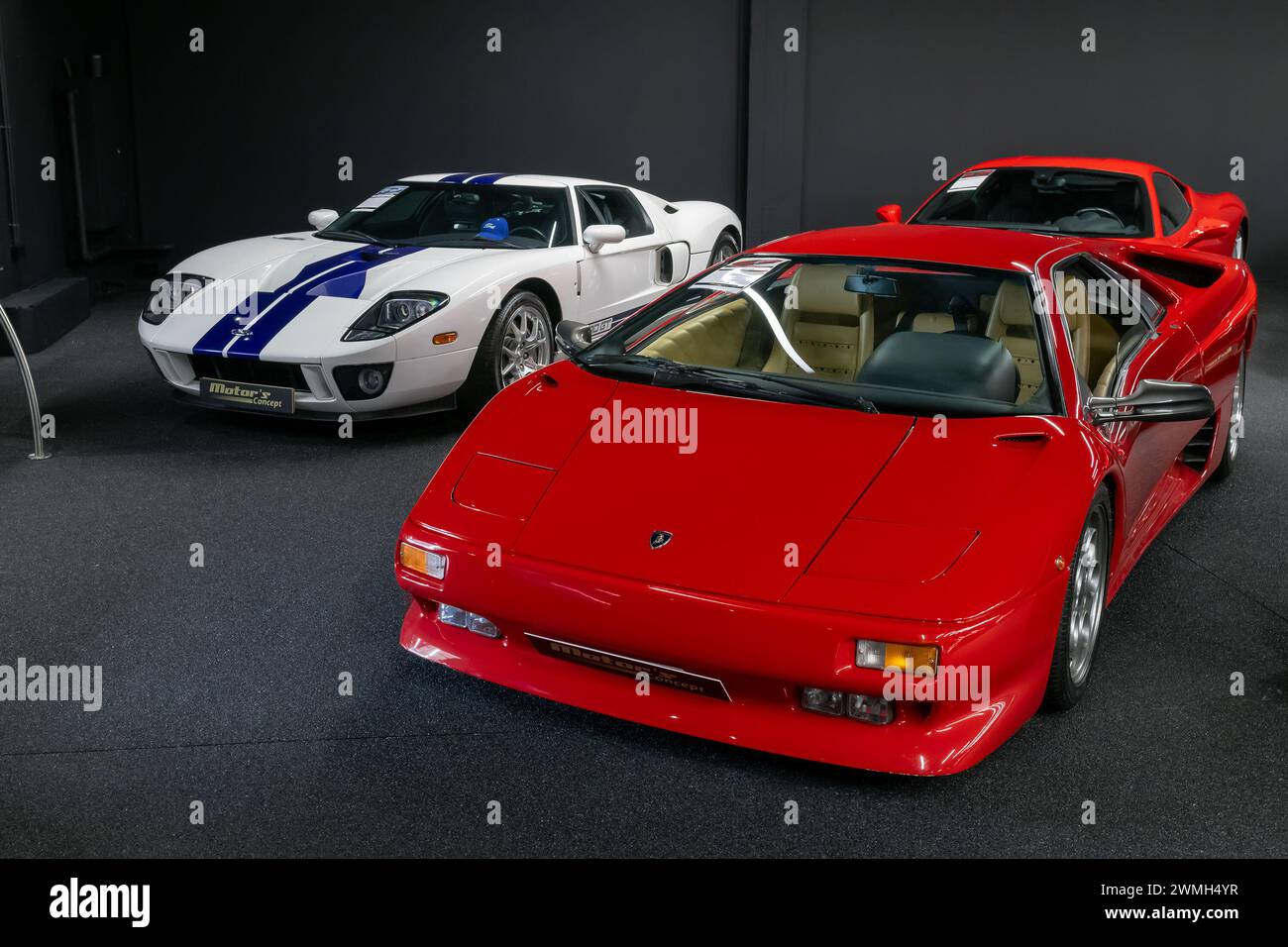 Luxembourg City, Luxembourg - Focus on a red Lamborghini Diablo and ...