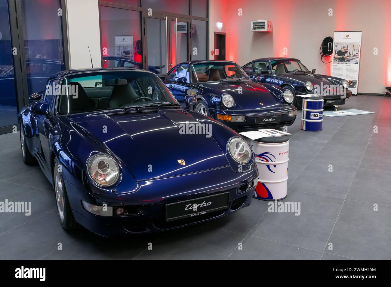 Luxembourg City, Luxembourg - Focus on a blue 1996 Porsche 993 Turbo in ...
