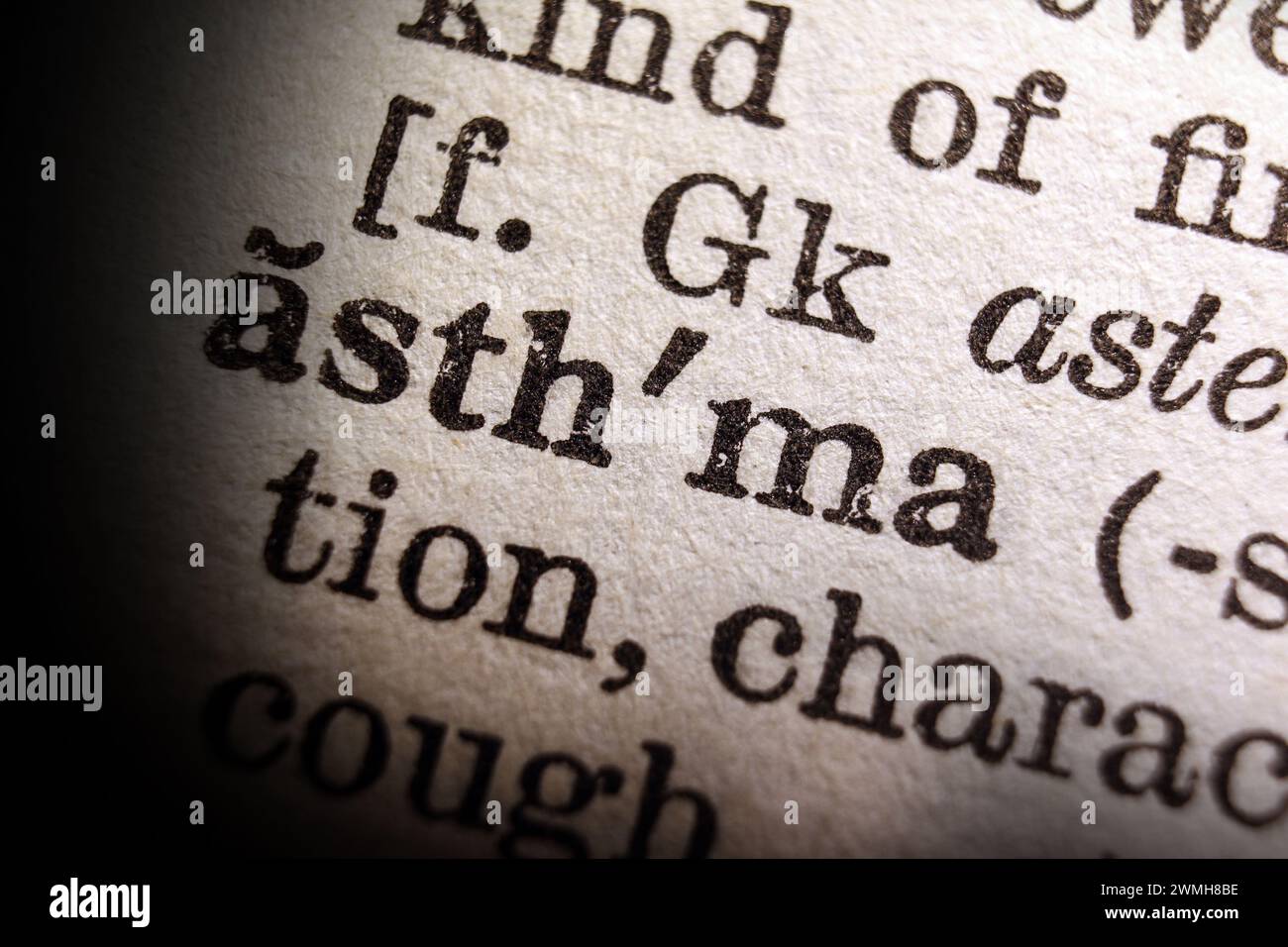 Definition of word asthma on dictionary page, close-up Stock Photo - Alamy