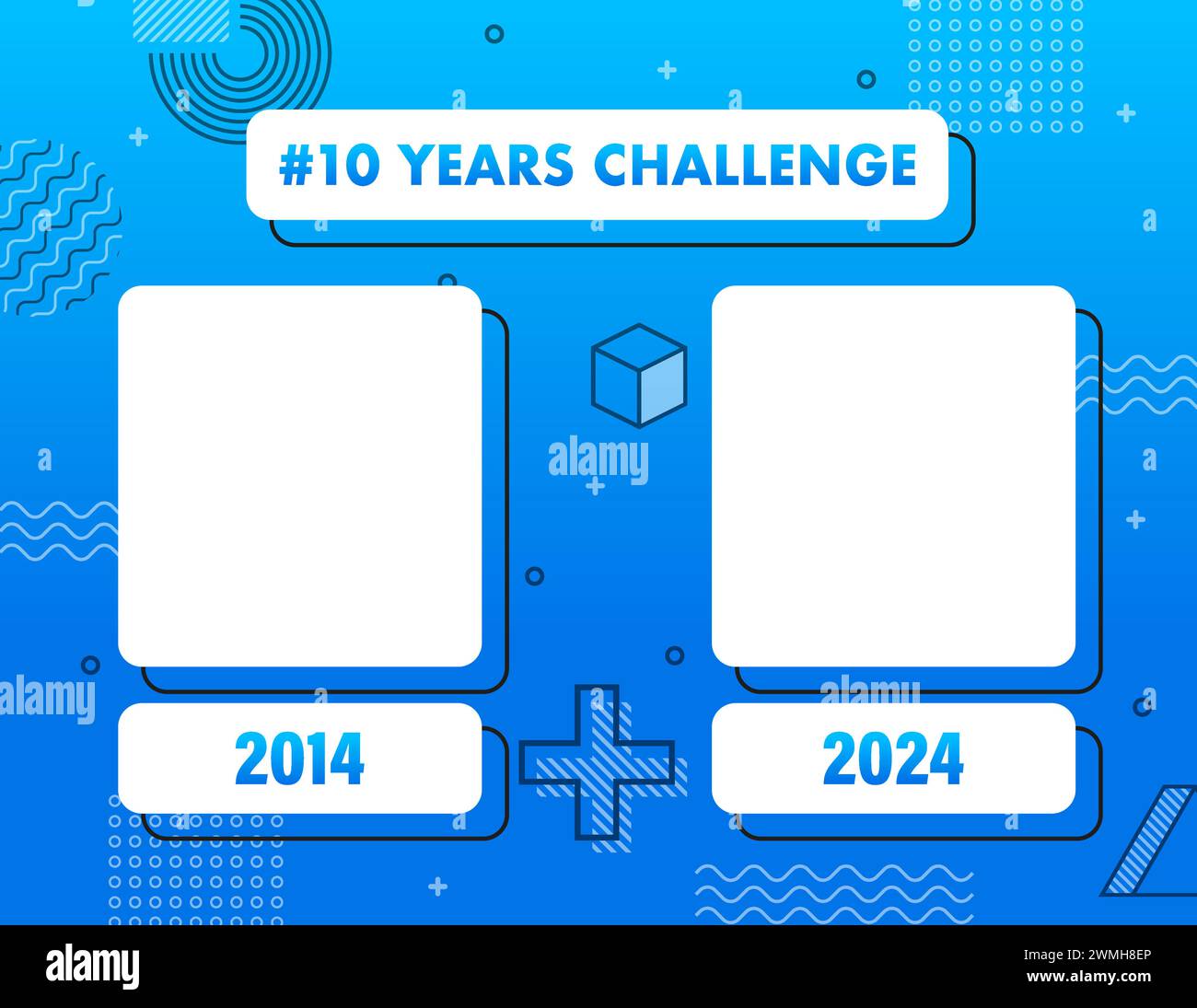 Template with hashtag 10 years challenge concept. Lifestyle before and ...