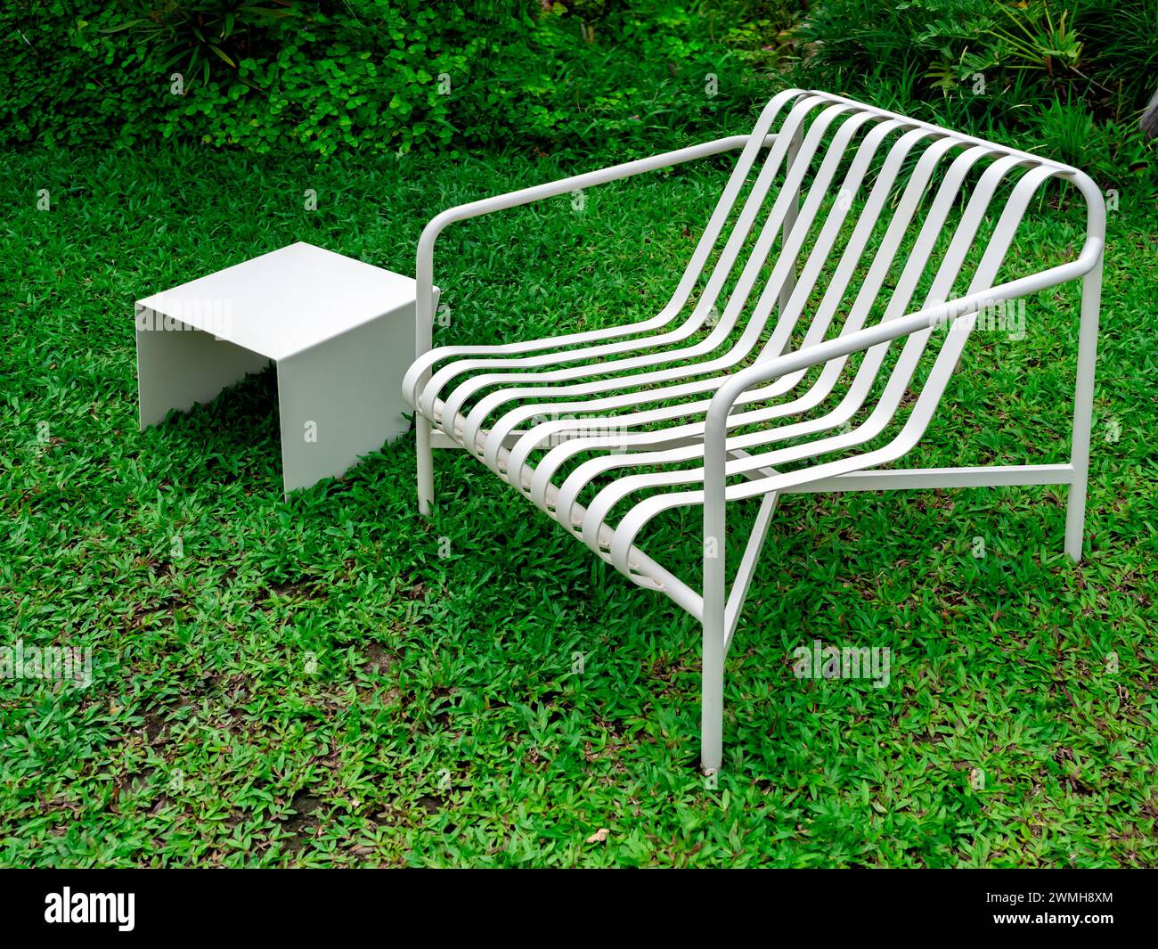 Empty modern minimal design of white empty curved armchair seat and ...