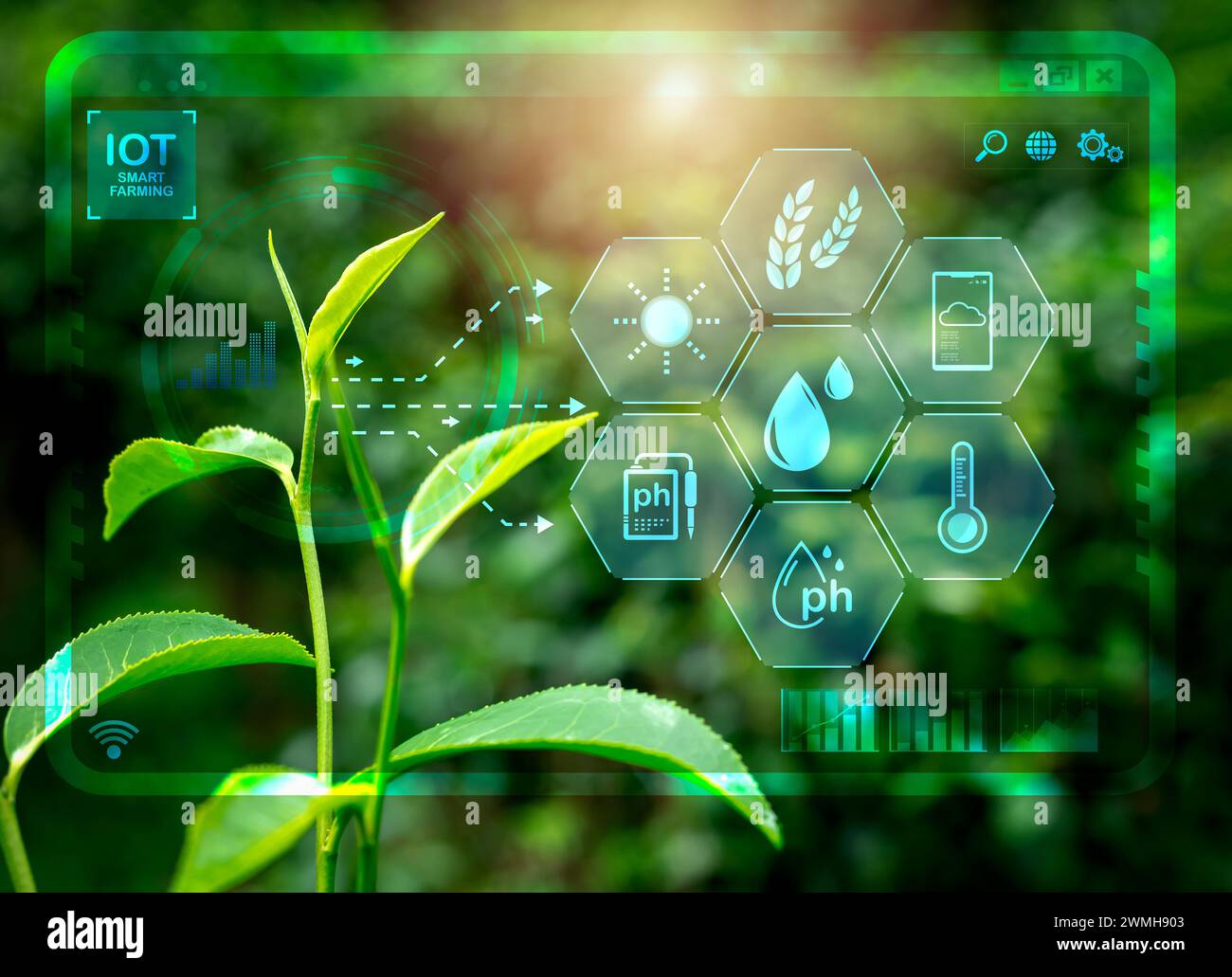 Smart farming agricultural transformation technology concept. Digital ...