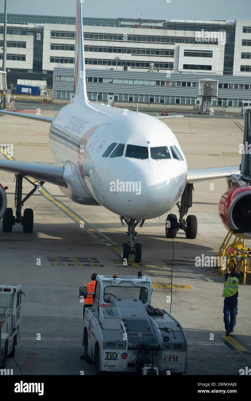 Roissy, France, Airplanes Parked Outside, on Tarmac at Roissy-Charles ...
