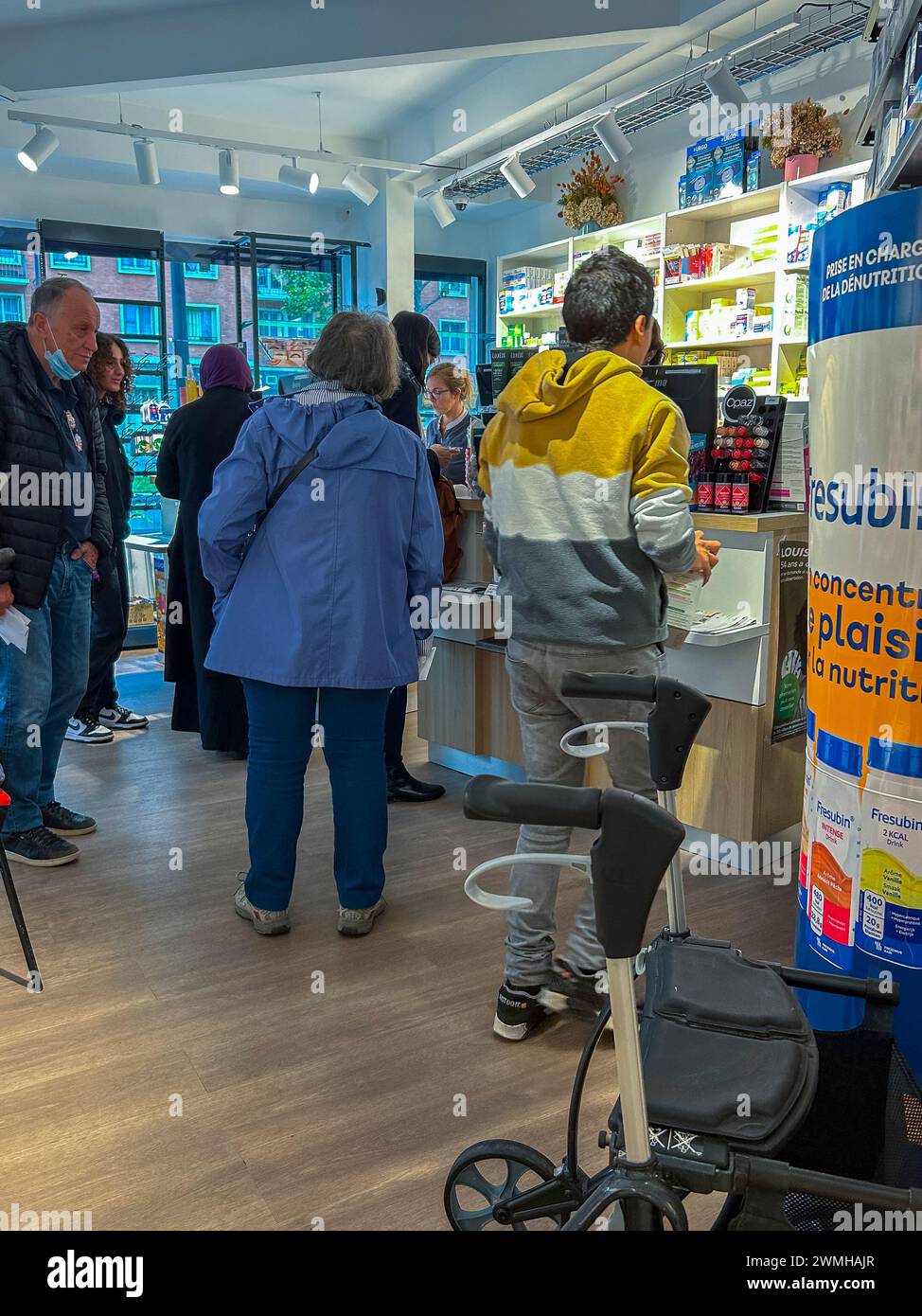 Paris, france, Crowd People inside French Pharmacy Shop Stock Photo - Alamy