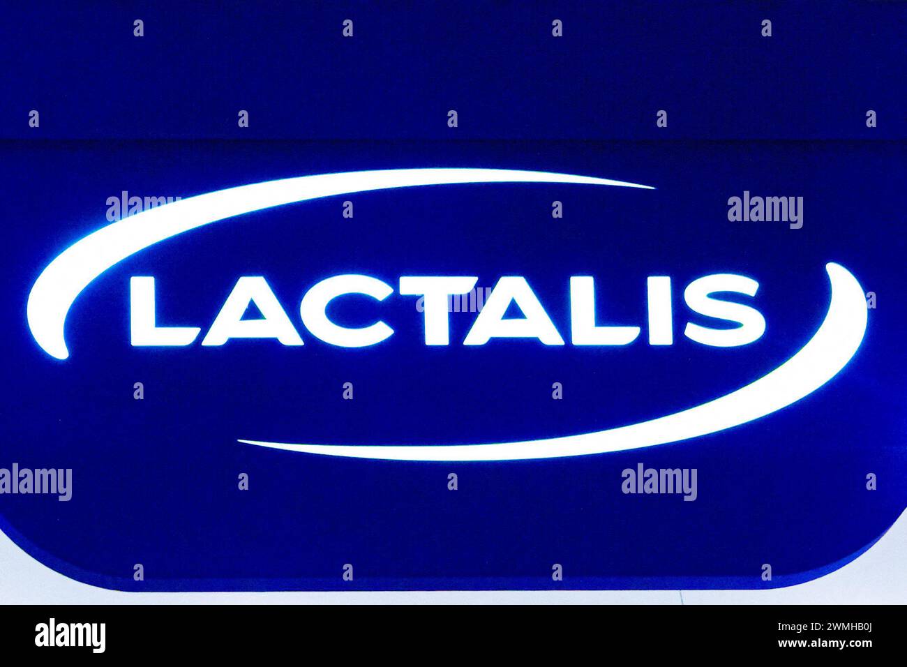 Paris, France. 26th Feb, 2024. The Lactalis stand and logo at the 60th ...