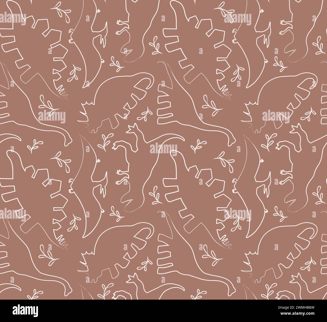 Dinosaurs Seamless Vector Pattern, Line art Dinosaurs Kids Seamless ...
