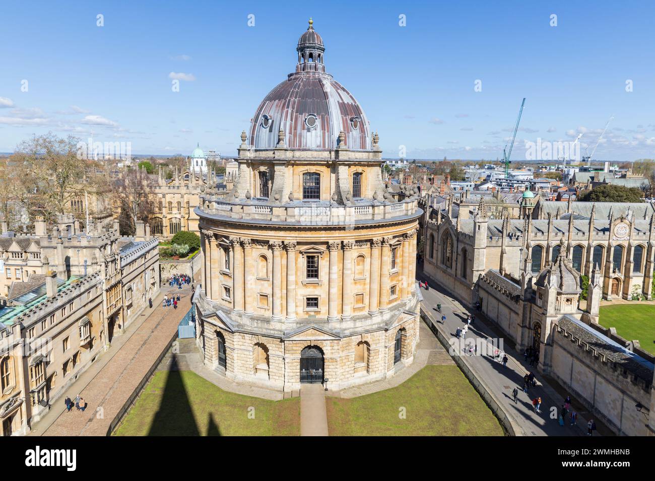 The Radcliffe Camera & shadow from the spire of University Church of St ...
