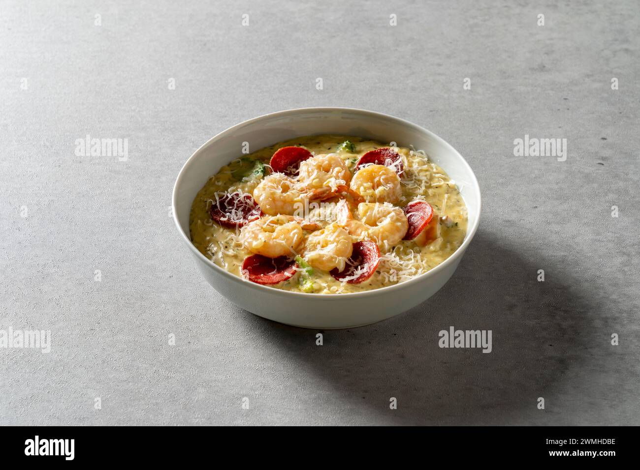 Korean food dish Grilled dried pollack Shrimp curry cream risotto ...