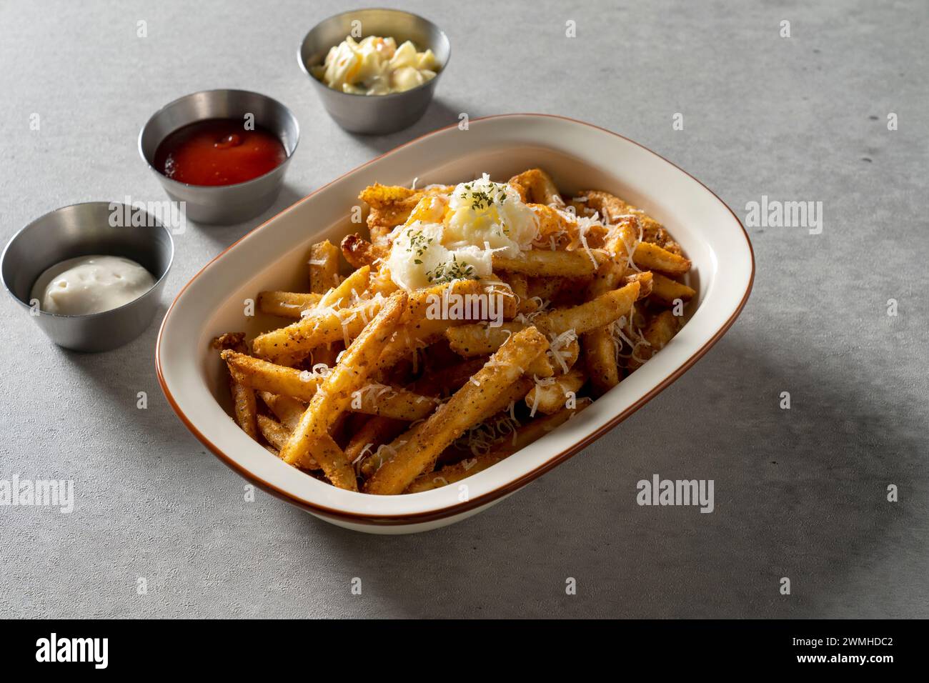 Korean food dish Grilled dried pollack Shrimp curry cream risotto ...
