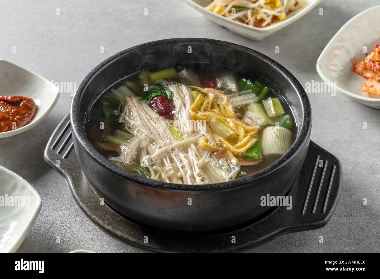 Short rib soup, beef sashimi bibimbap, soybean paste stew, yukgaejang ...