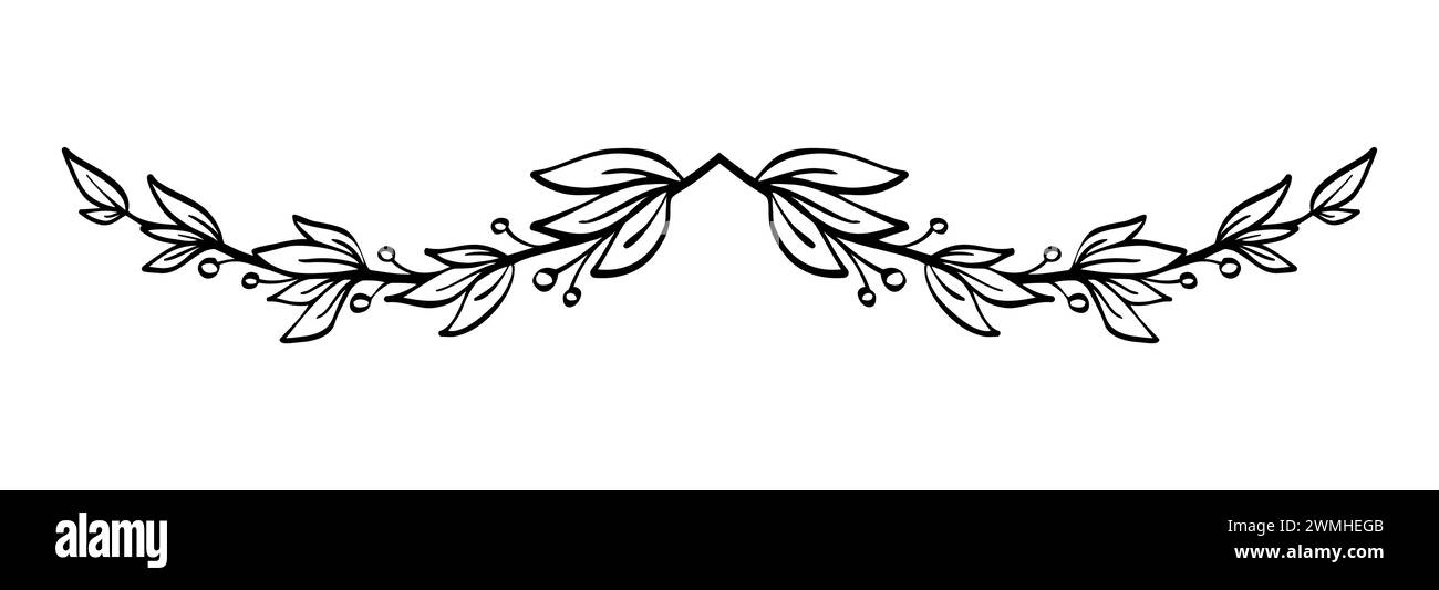 Black hand drawn laurel divider certificate botanical. depicting an ...