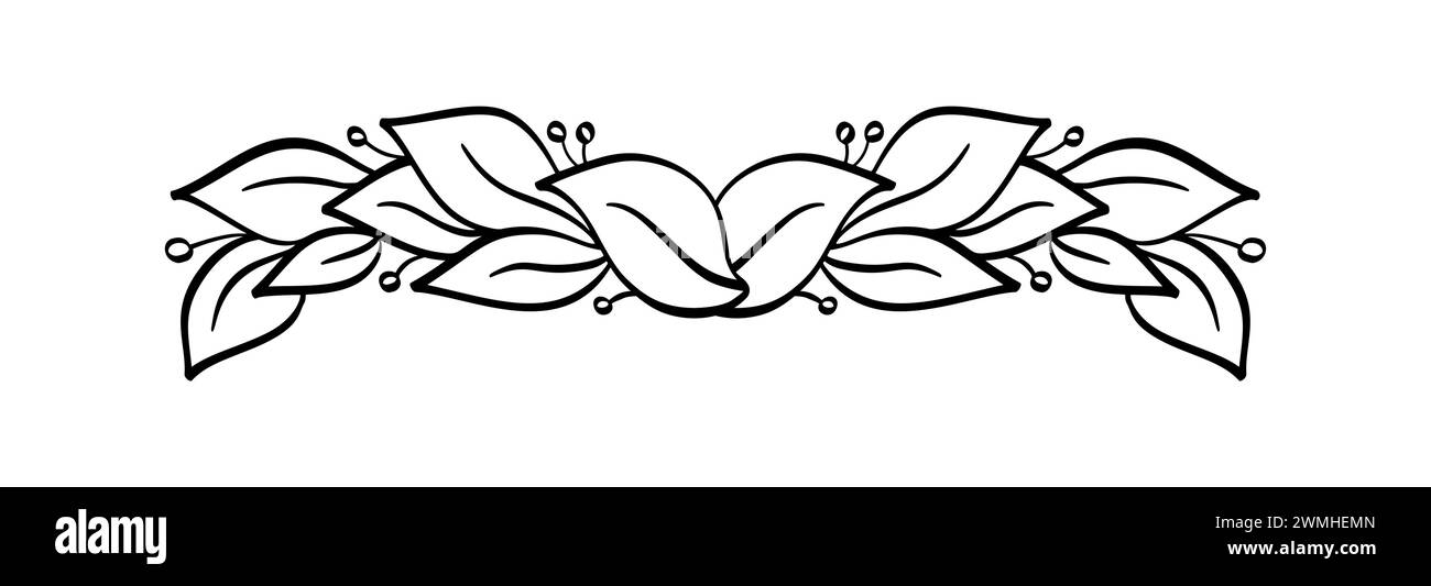 Black hand drawn laurel divider illustration for certificate. depicting ...