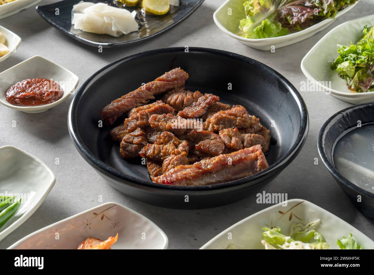 Pork ribs, makguksu, beef ribs, Korean beef sashimi,noodles Stock Photo ...