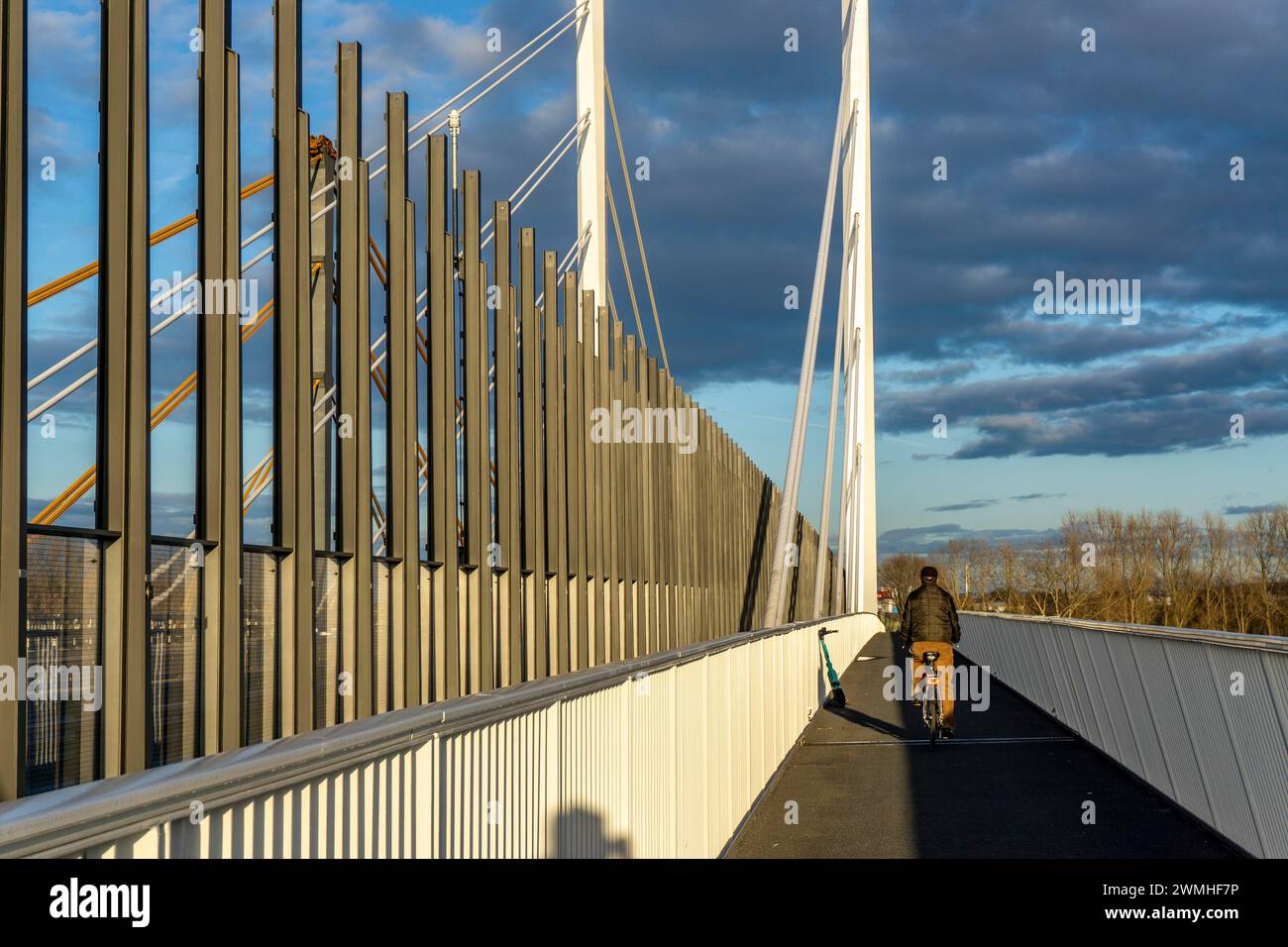 Piers and stay cables of the new highway bridge of the A40, over the ...