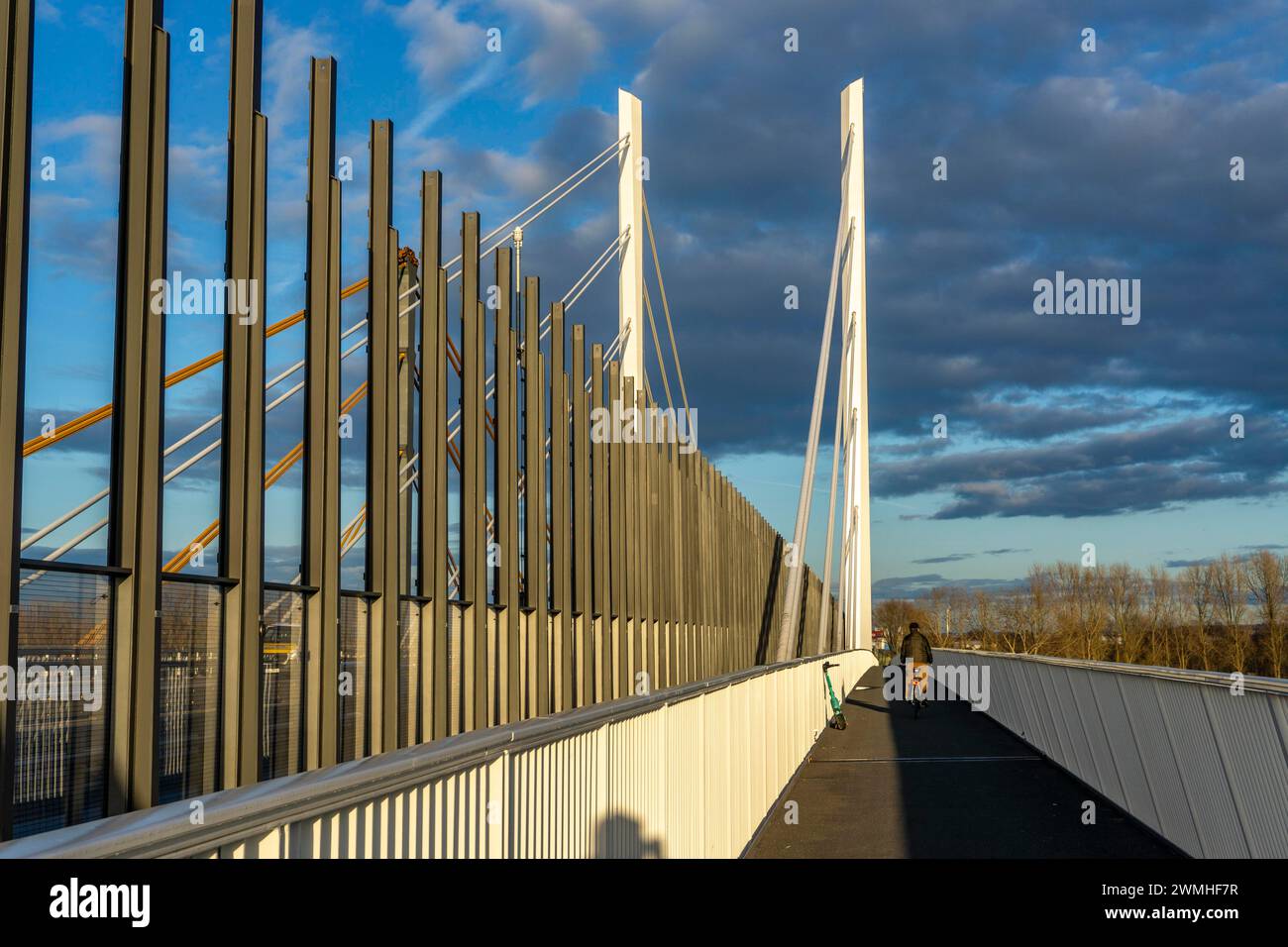 Piers and stay cables of the new highway bridge of the A40, over the ...