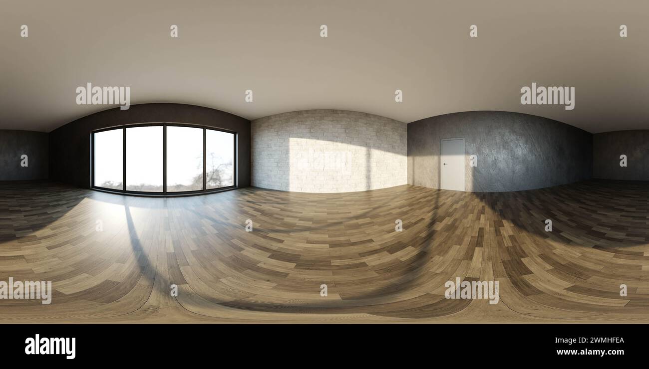 Room with large window 3d render illustration Stock Photo - Alamy