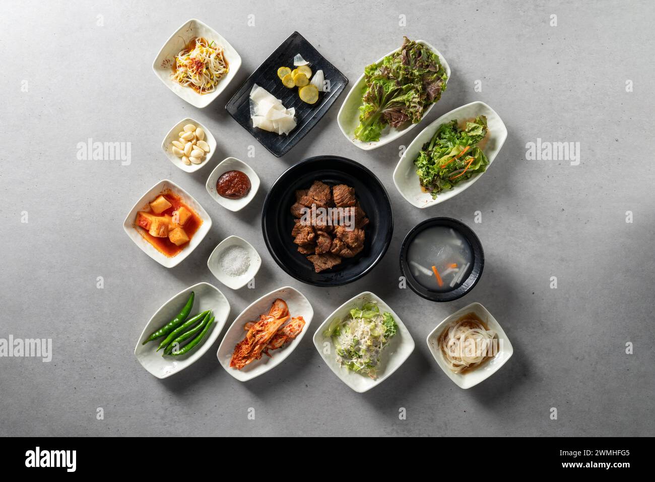 Pork ribs, makguksu, beef ribs, Korean beef sashimi,noodles Stock Photo ...