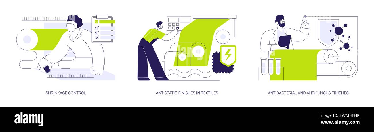 Fabrics chemical treatment abstract concept vector illustrations Stock ...