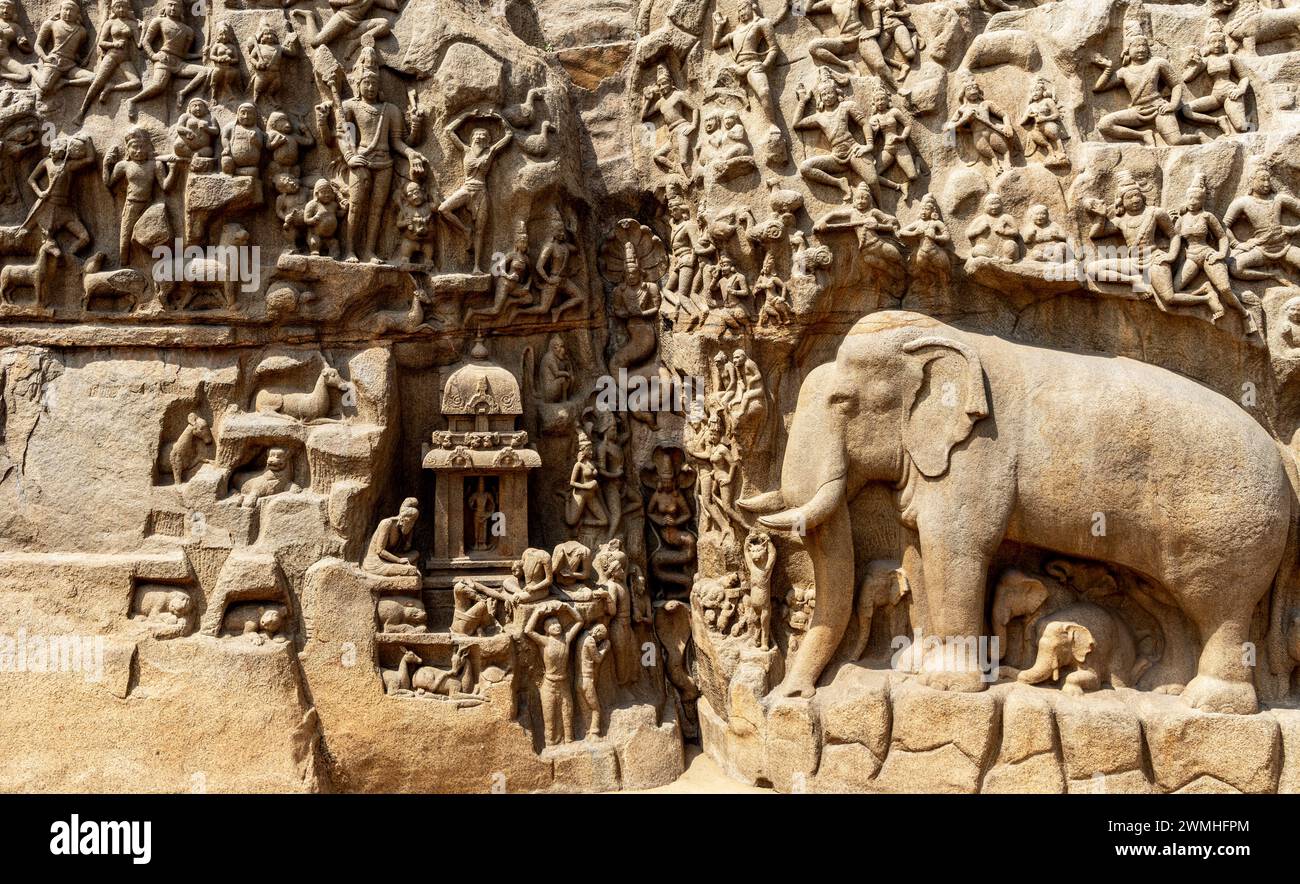 Carvings at Pancharatha Temple Mamallapuram India Stock Photo - Alamy