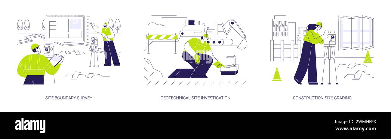 Construction site preparation abstract concept vector illustrations ...