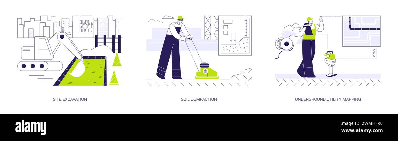 Commercial construction process abstract concept vector illustrations ...