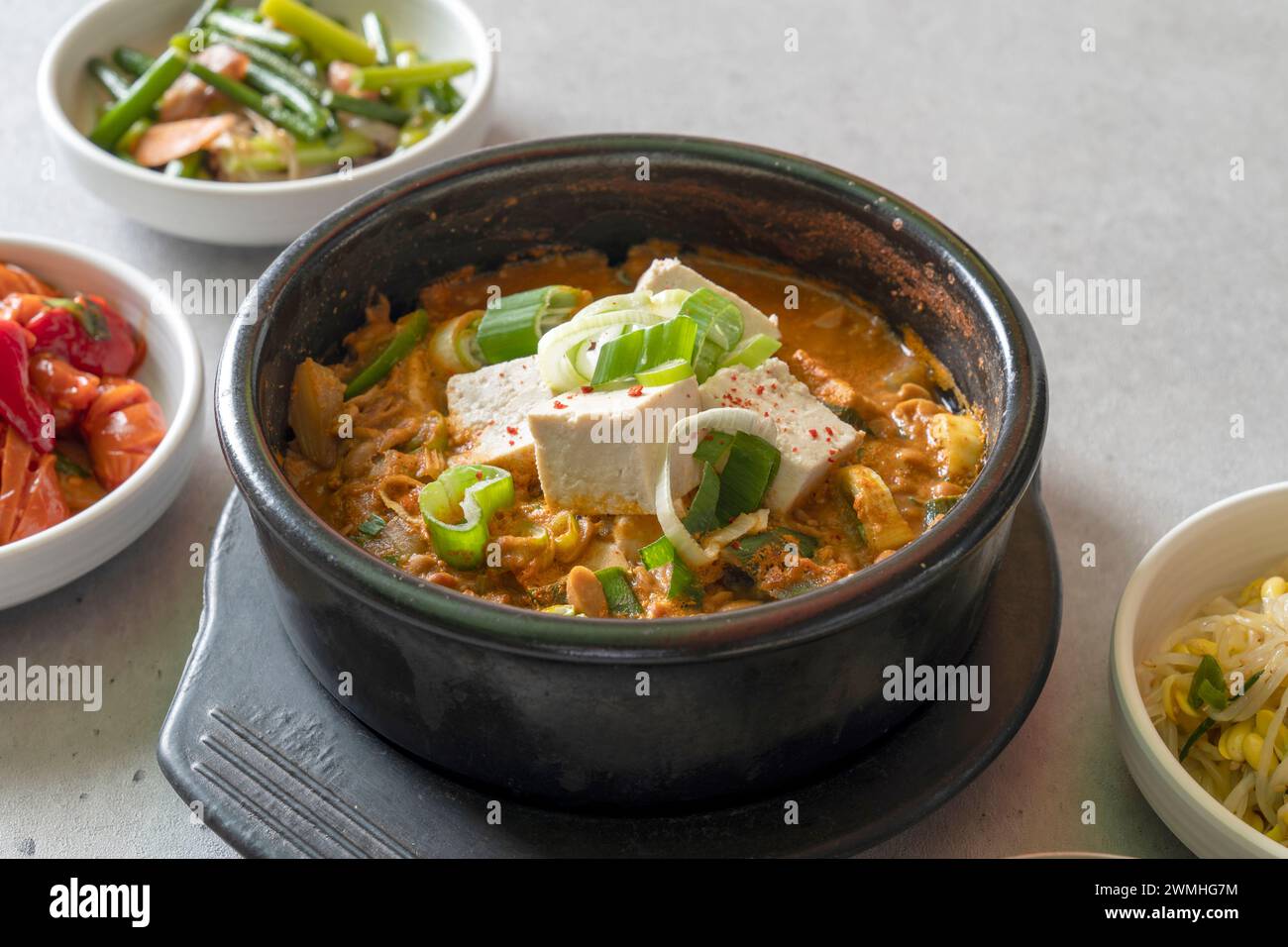 kimchi stew, Budae-jjigae, kimchi-jjigae, cheonggukjang, stir-fried ...