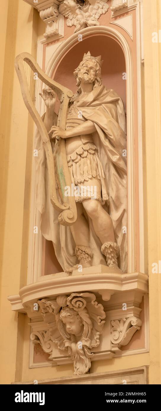 NAPLES, ITALY - APRIL 23, 2023: The statue of king David in the church ...