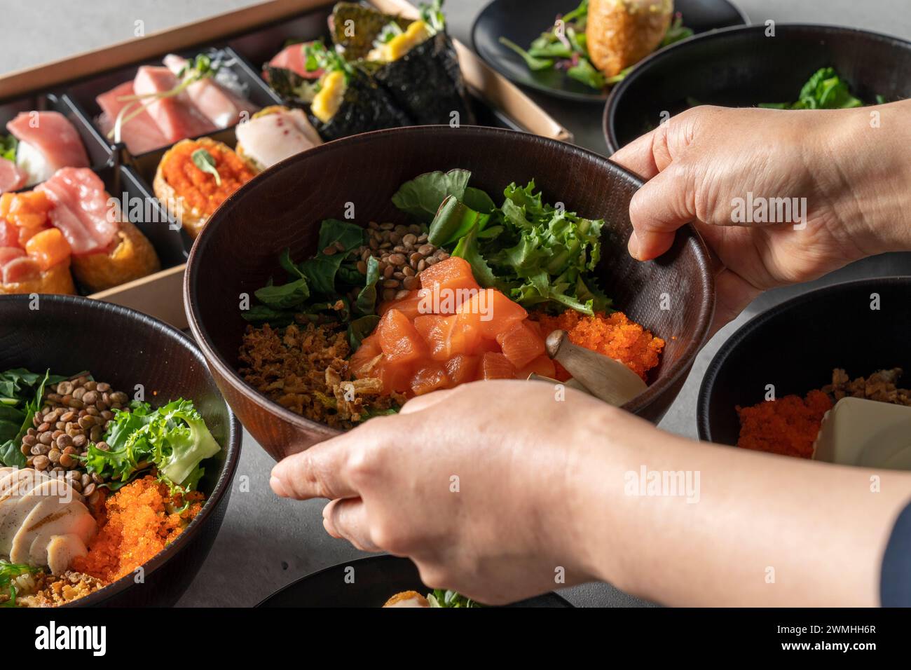 Soft tofu, shrimp, poke, avocado, temaki, Tuna poke rice bowl, tuna ...