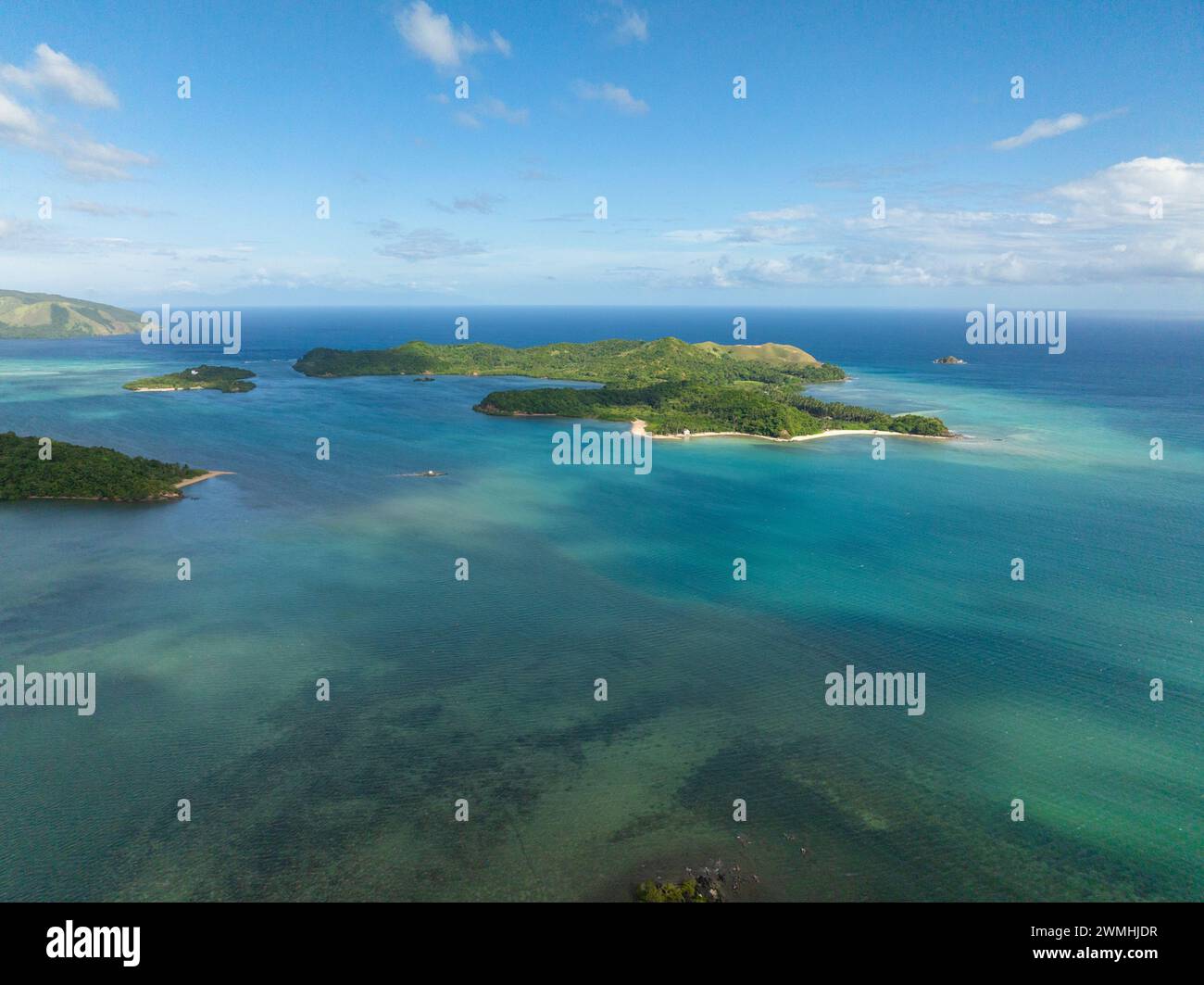 Manamoc and Cabangajan Island with turquoise sea water. Santa Fe ...