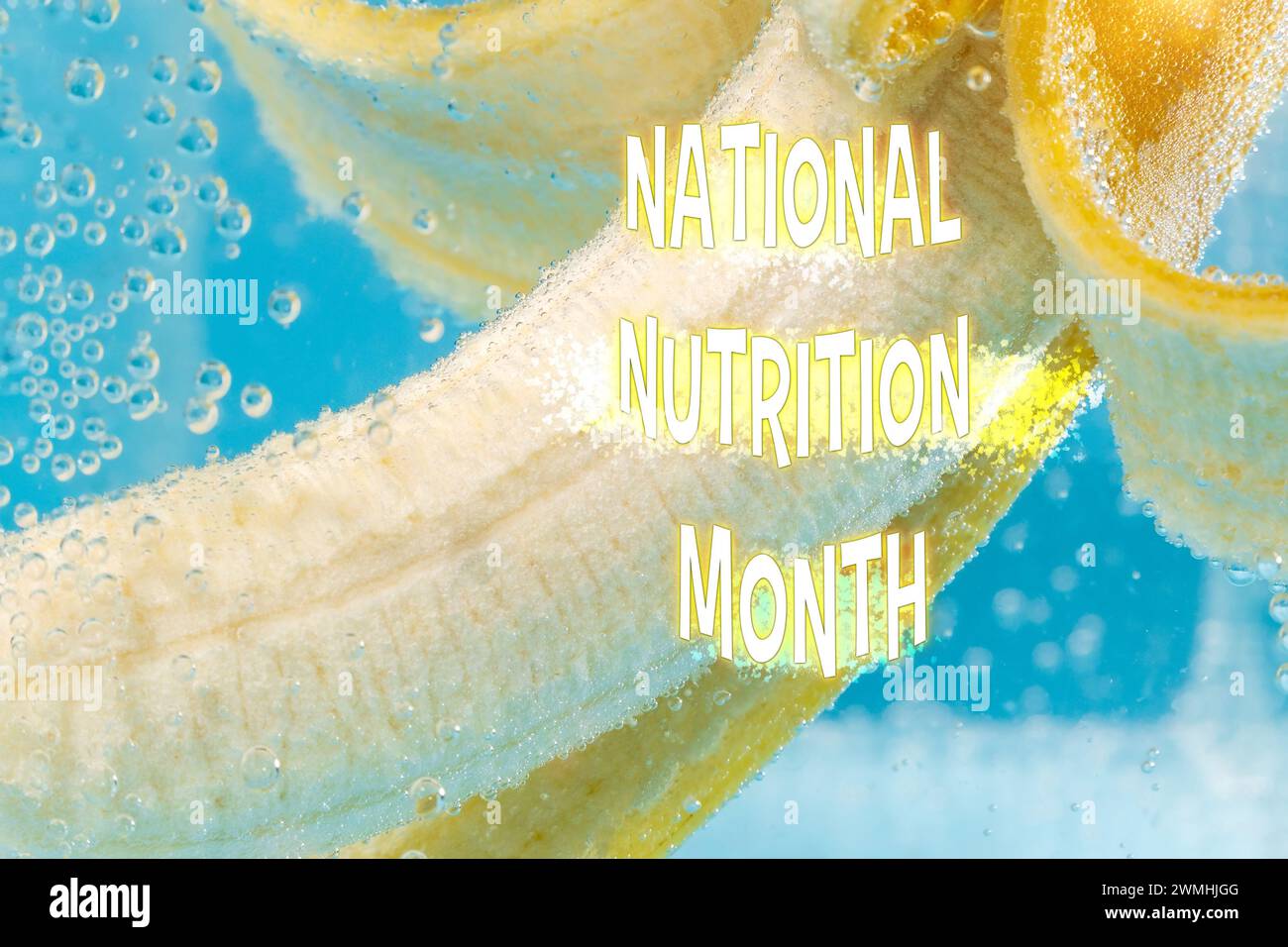 National Nutrition Month with vibrant text submerged amidst buoyant ...
