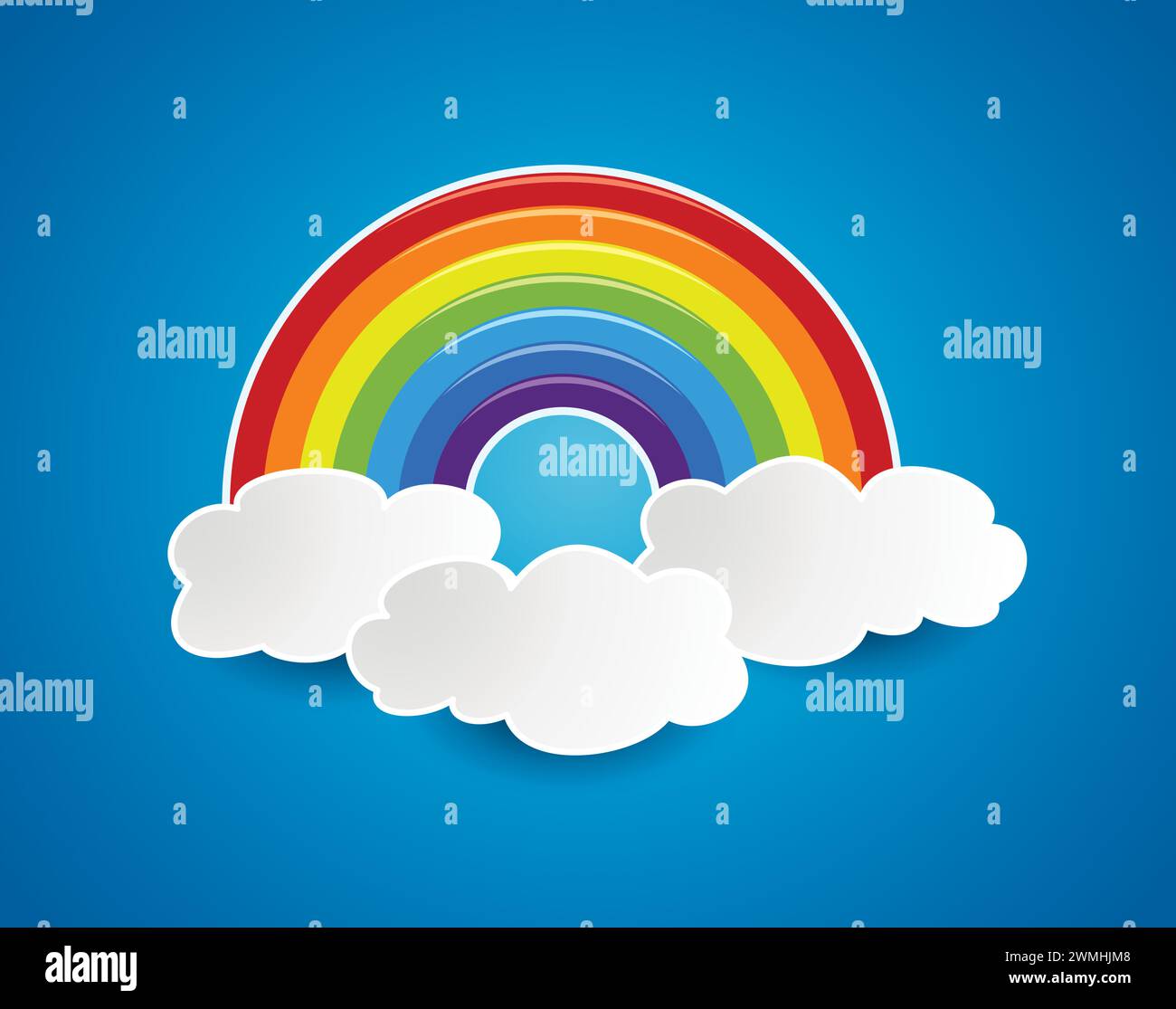 vector symbol of rainbow and clouds in the sky Stock Vector Image & Art ...
