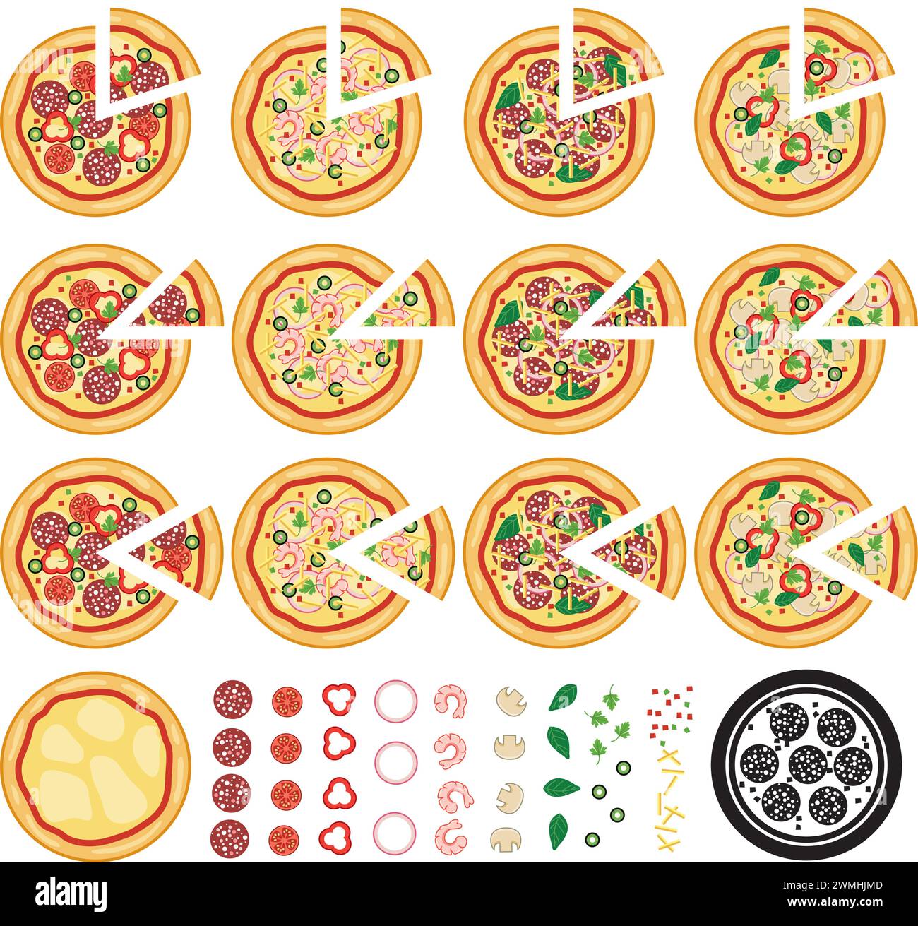 vector collection of italian pizza icons Stock Vector Image & Art - Alamy