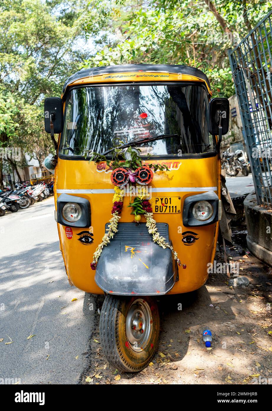 Indian Tuc Tuc Pondicherry India Stock Photo - Alamy