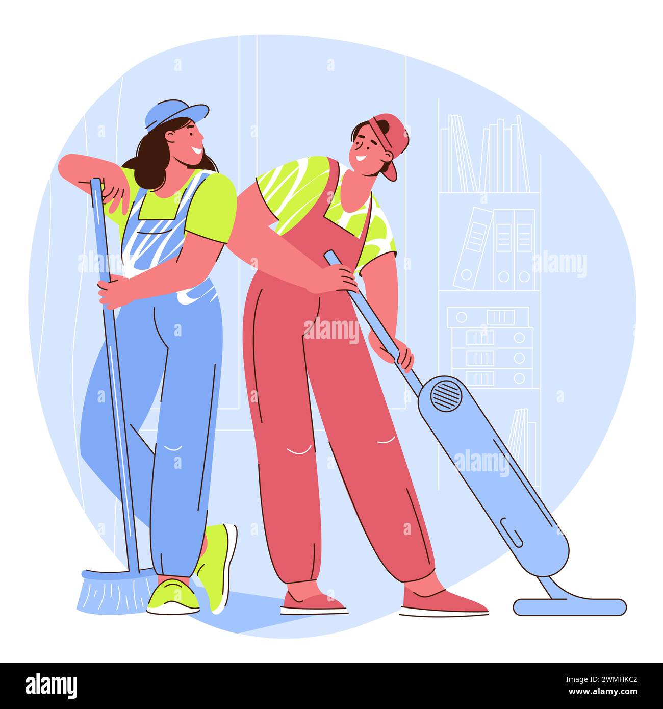 Woman cleaning company office Stock Vector Images - Alamy