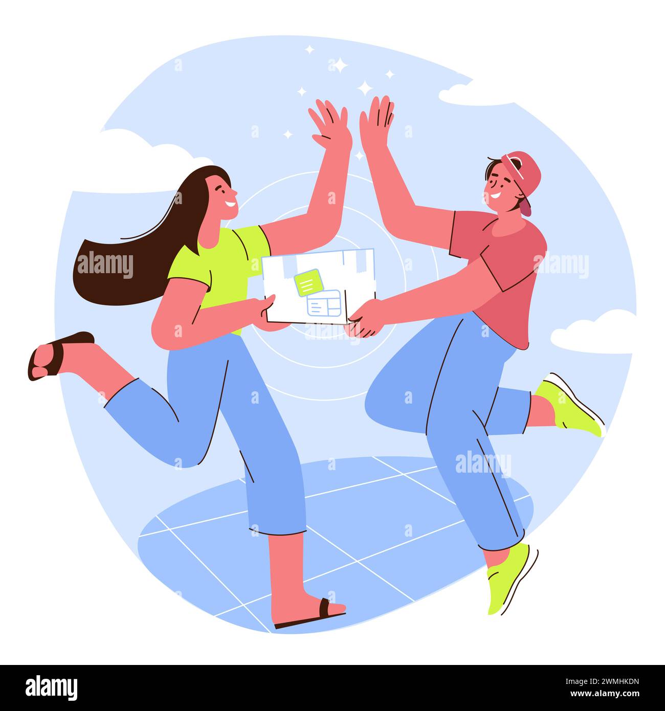 Woman parcel door delivery Cut Out Stock Images & Pictures - Alamy