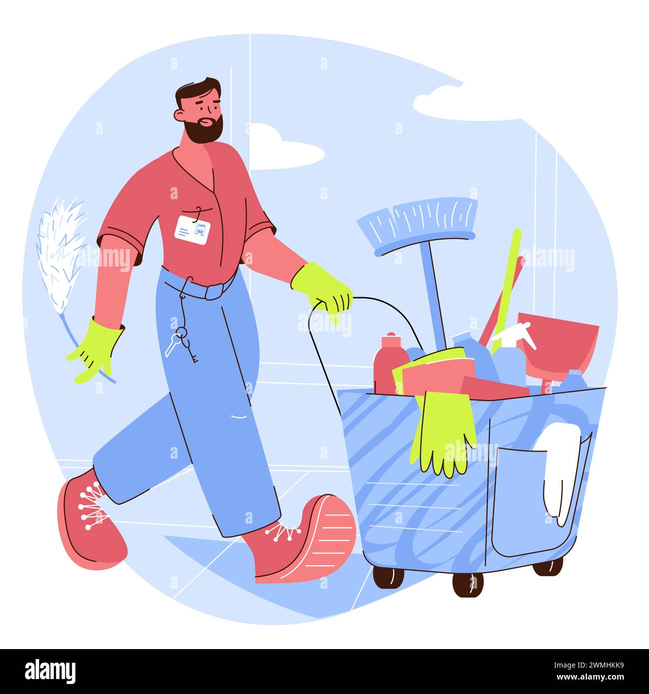 Cleaner cleaning cart Stock Vector Images - Alamy