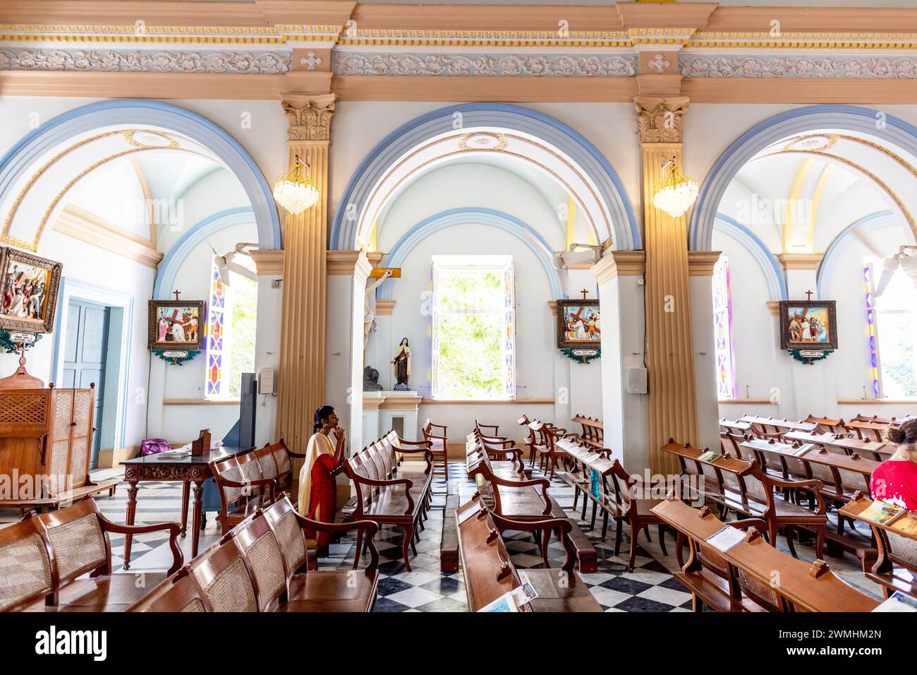 Interior of The Notre Dame Des Anges Church Pondicherry India Stock Photo - Alamy