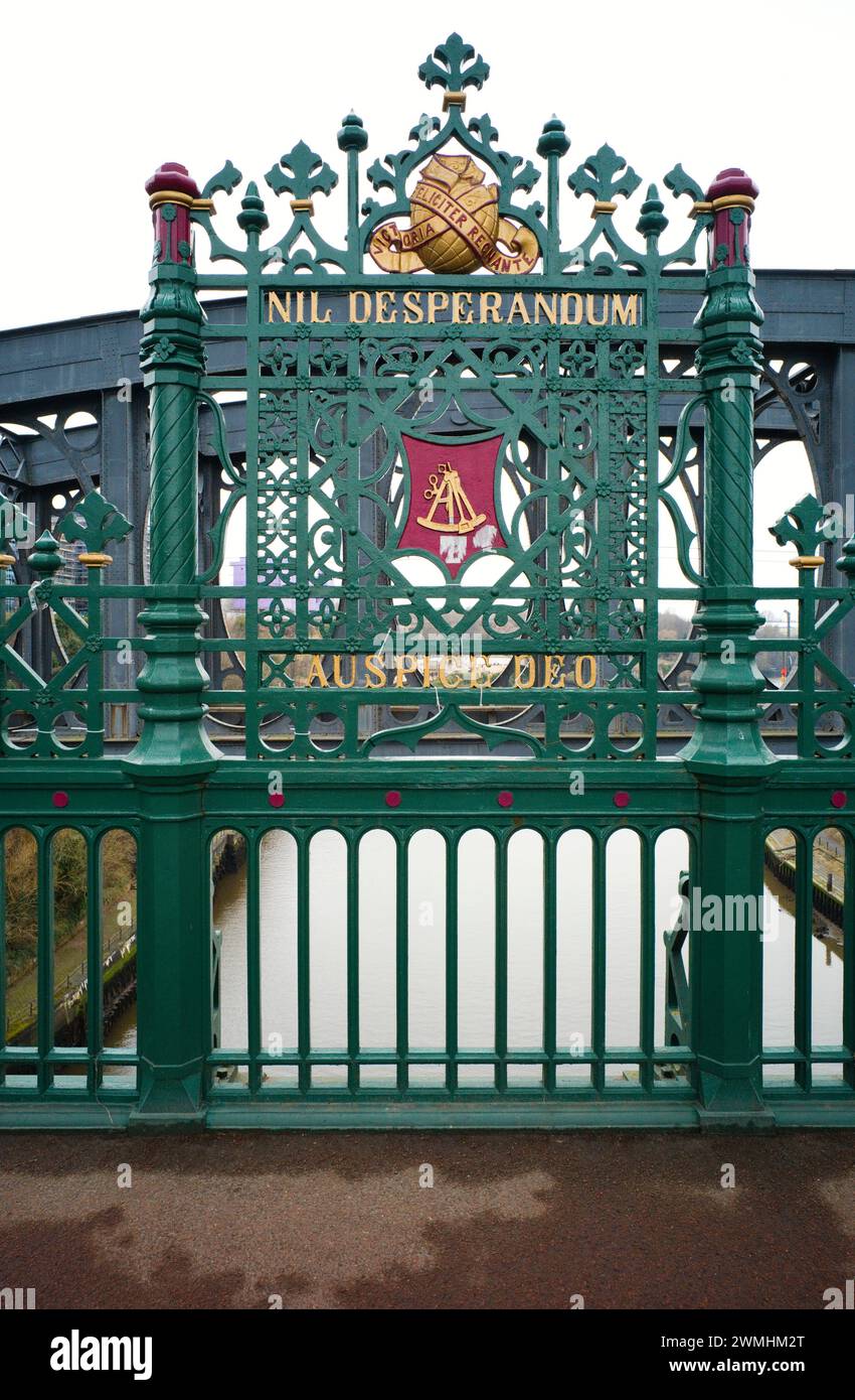 Sunderland coat of arms on the bridge crossing the river Wear Stock ...