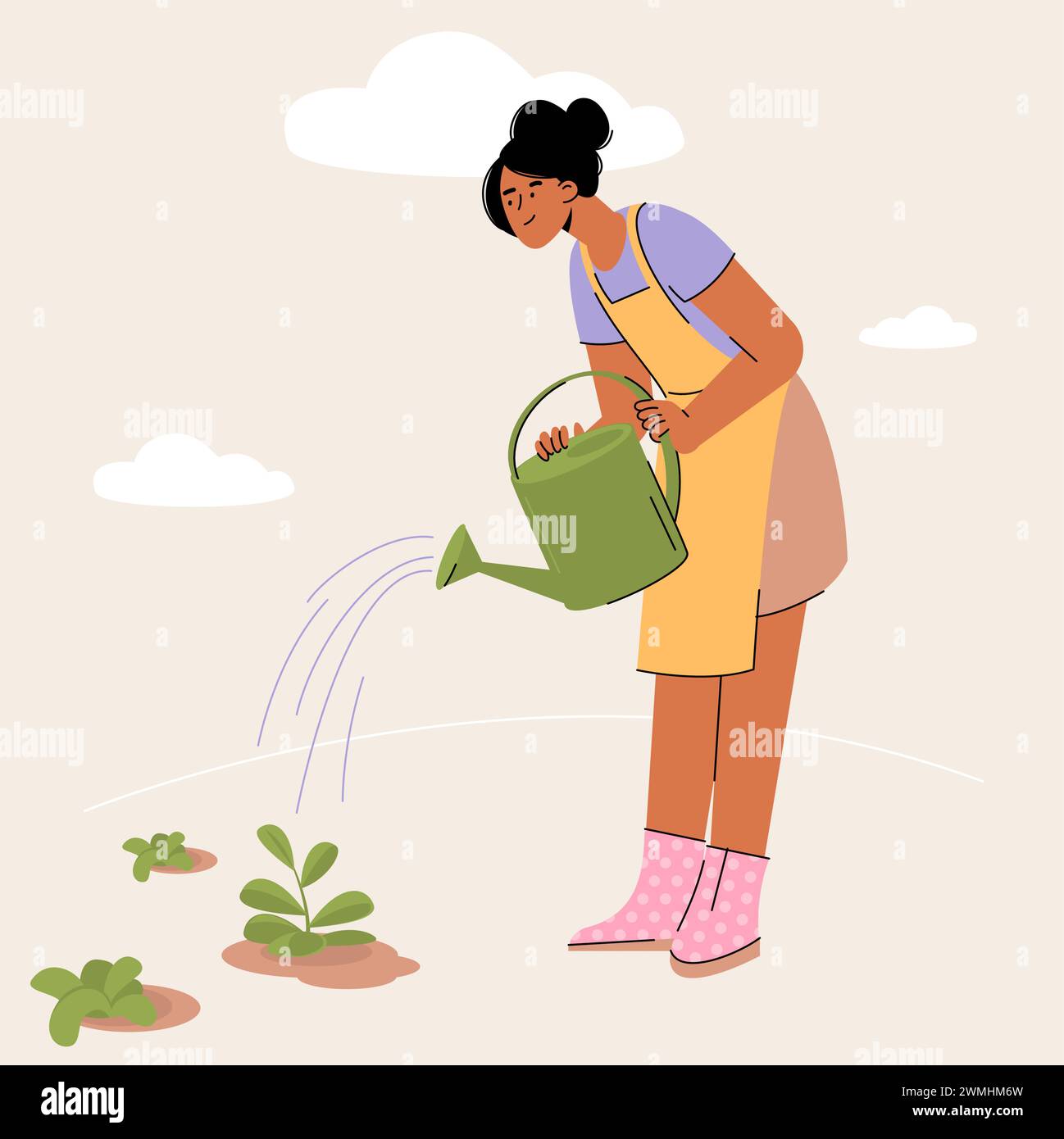 Gardening man woman wheelbarrow Stock Vector Images - Alamy