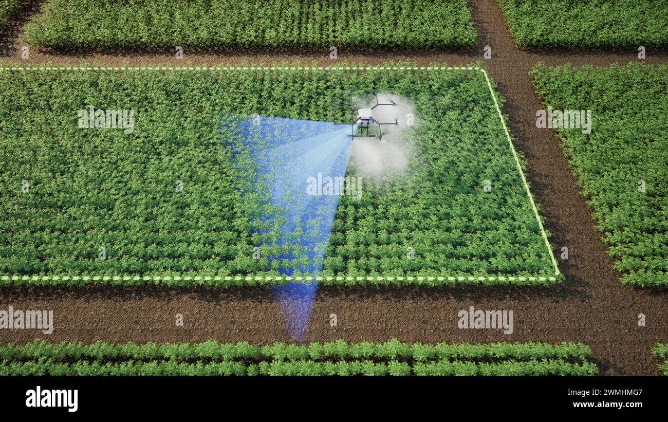 Agriculture drone using lidar scanning to spray fertilizer on the tomato fields, Innovation of ...