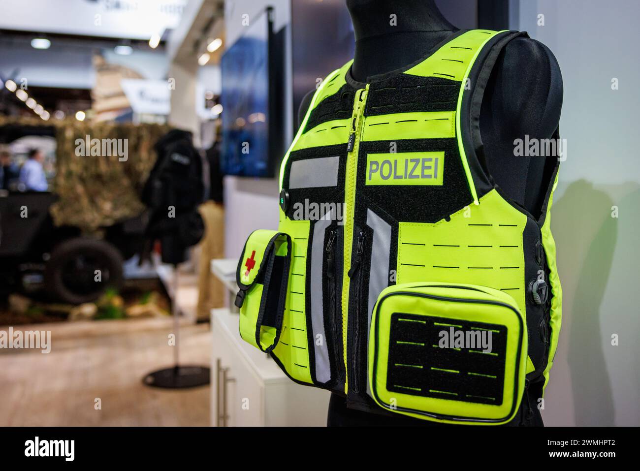 Nuremberg, Germany. 26th Feb, 2024. A ballistic protective vest is on ...