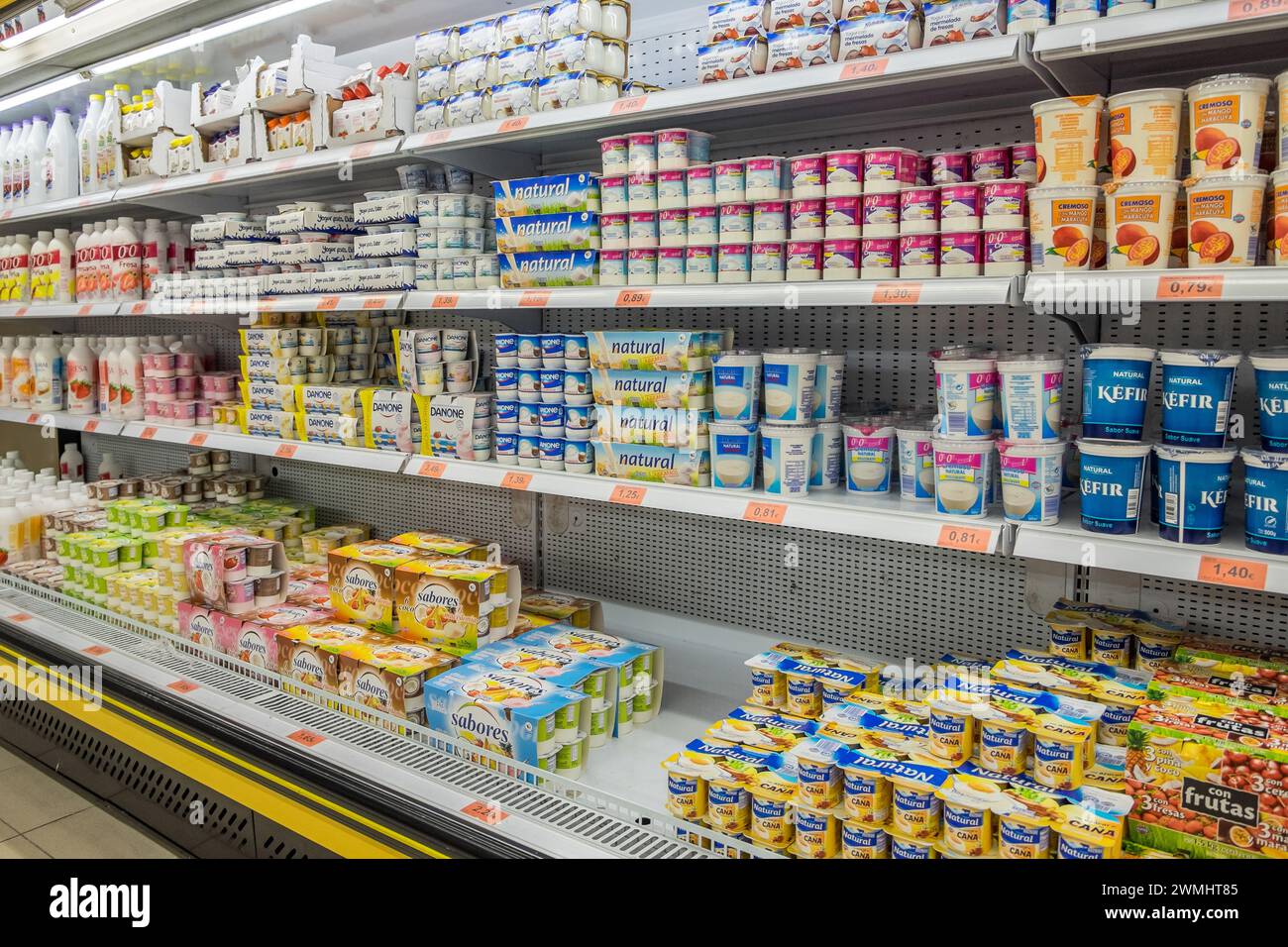 Dairy products and derivatives in the refrigerated displays of a ...