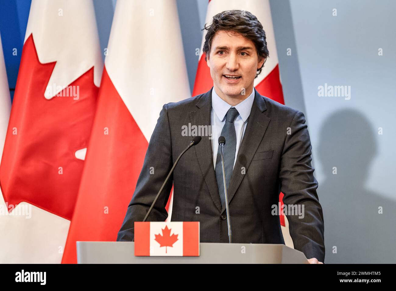Prime Minister of Canada, Justin Trudeau speaks during a press ...