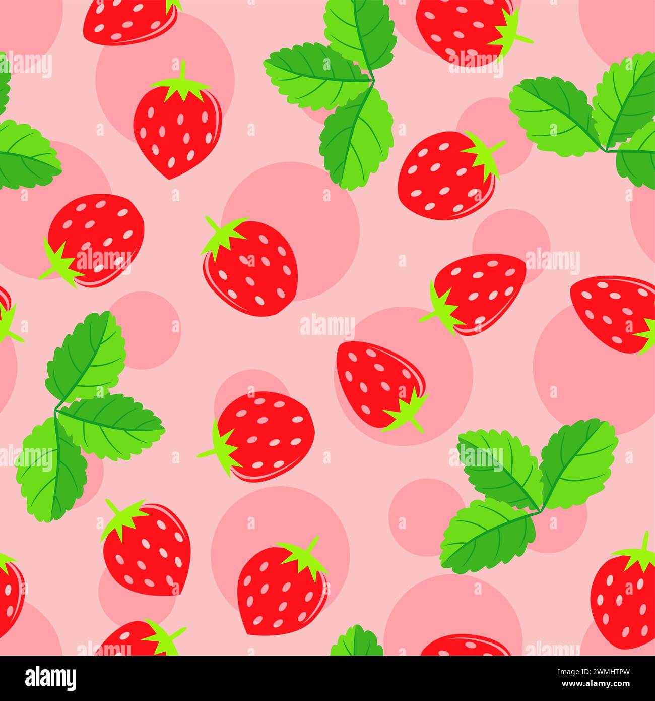 vector seamless strawberry fruit pattern with red fruits and green ...